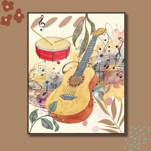 12 Music Wall Art Set, Abstract Musical Instruments Music Room Decor ...