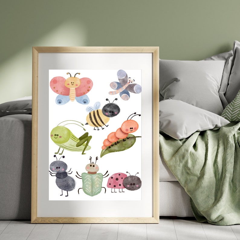 Botanical Wall Art, Wall Decor Living, Insect Illustration, Bugs Wall ...