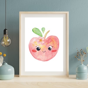 Apples Artwork Kitchen Wall Decor Nursery Decor Funky Colorful Cute ...