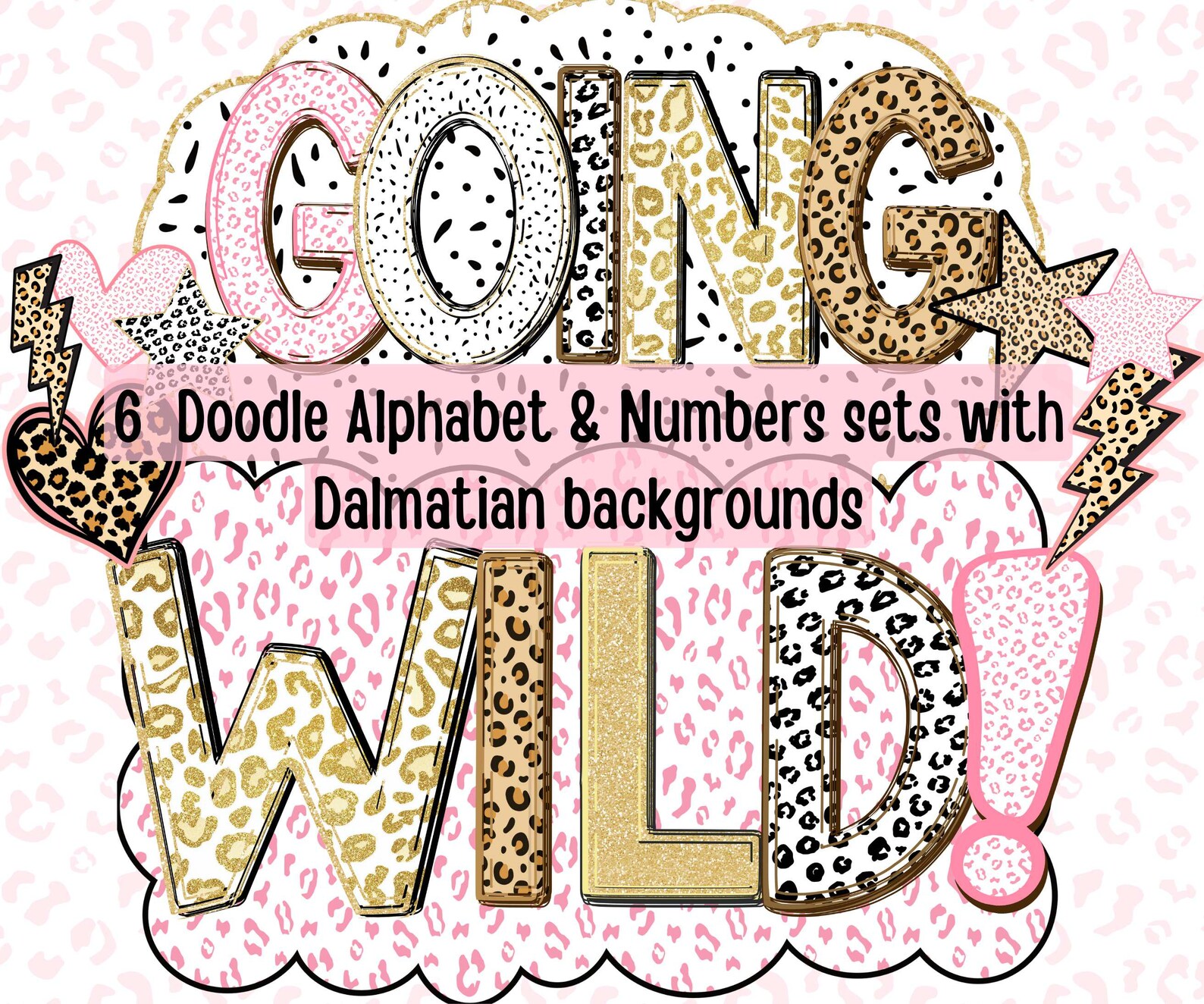 Leopard Alphabet Png Bundle, Gold Doodle Font Letters Png, Cheetah ...