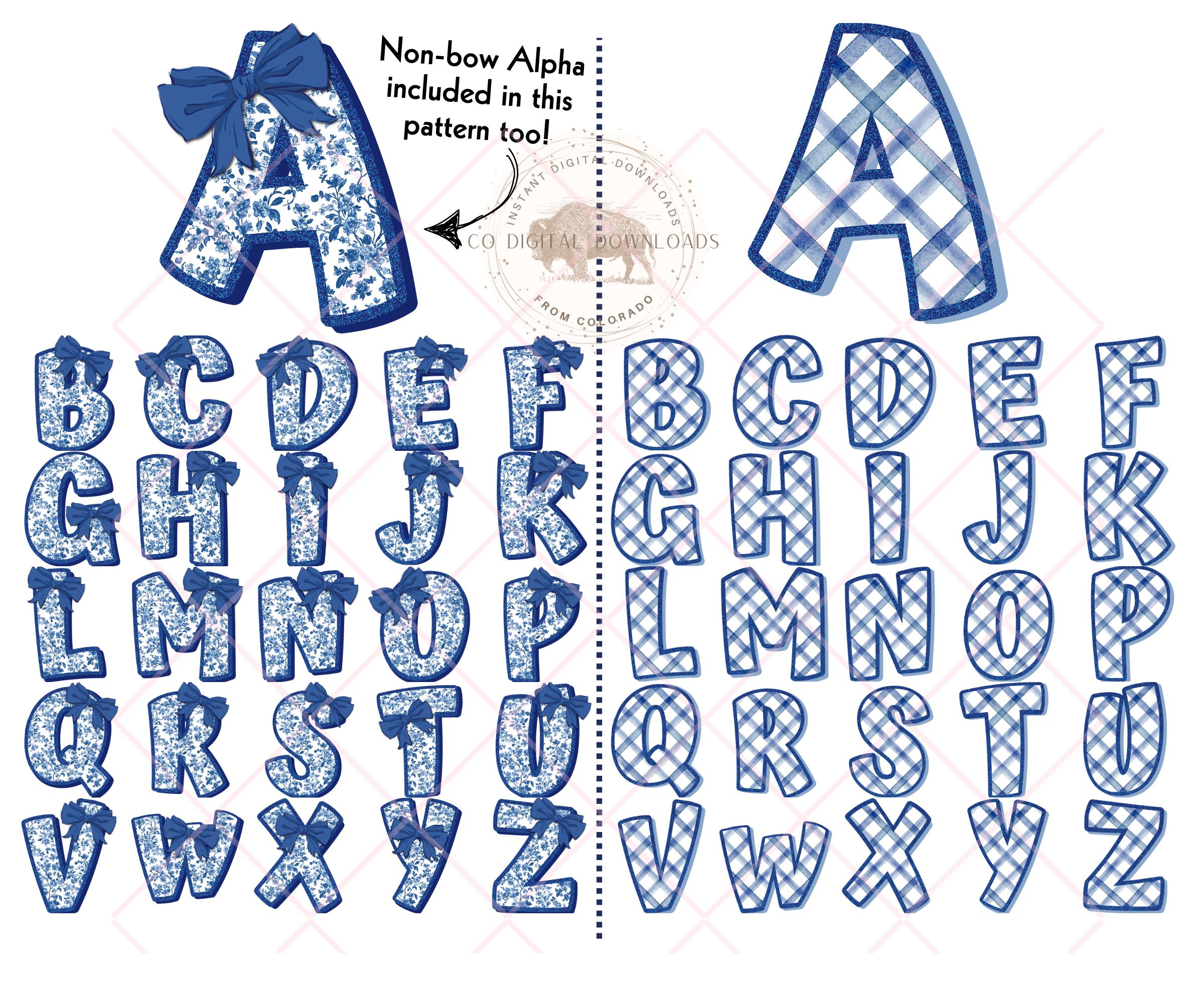 Blue Chinoiserie Alphabet Png Bundle, Easter Toile French Sublimation ...