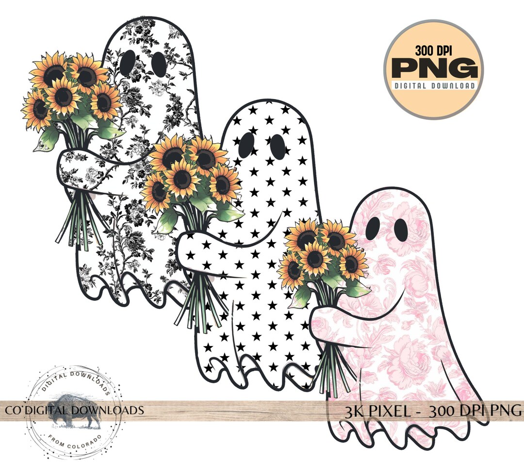 Preppy Toile Ghost Png for Cute Halloweein Shirt Sublimation, Fall T ...