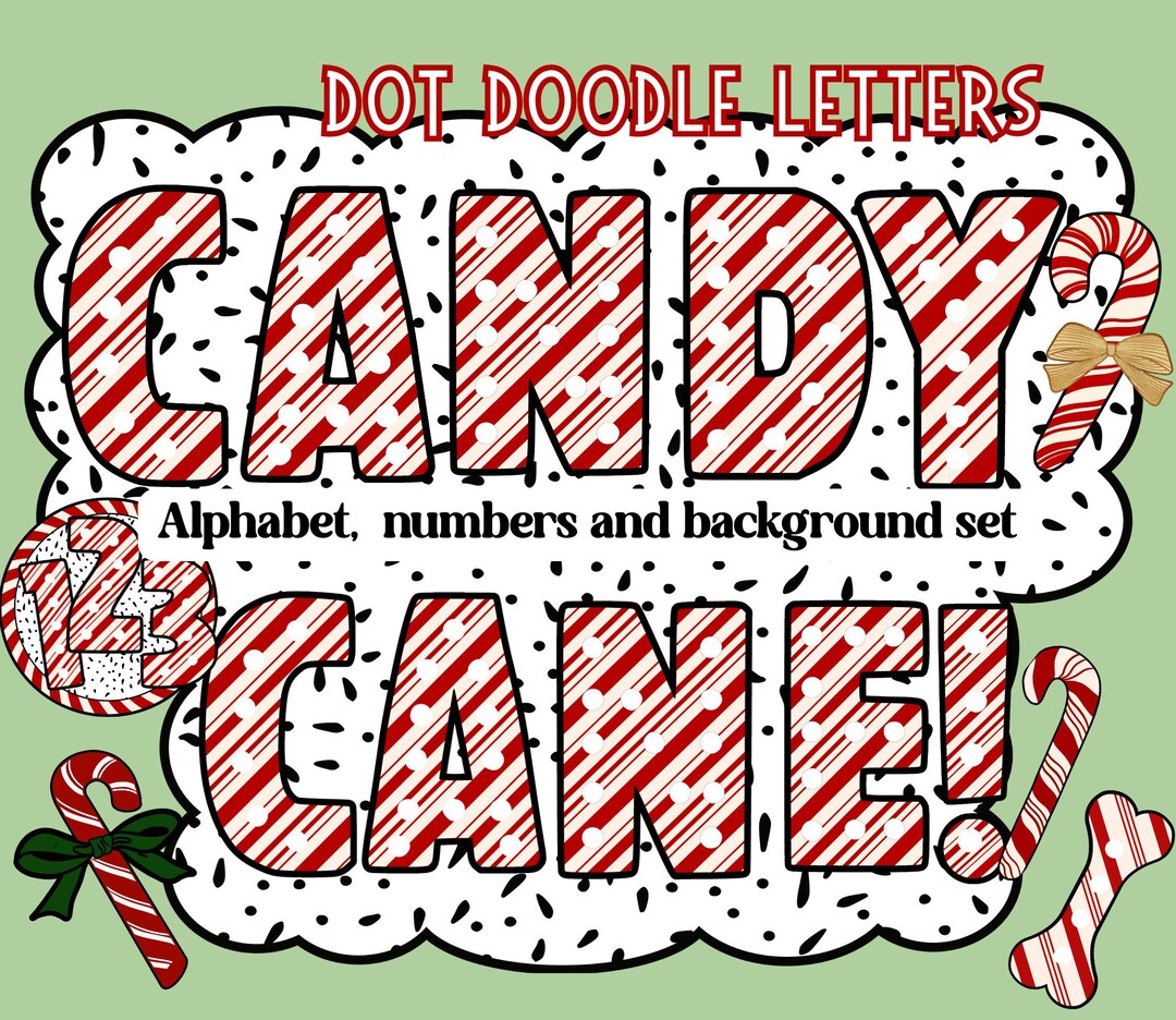 Christmas Alphabet Dots Letters PNG Bundle, Candy Cane Palette, Alpha ...