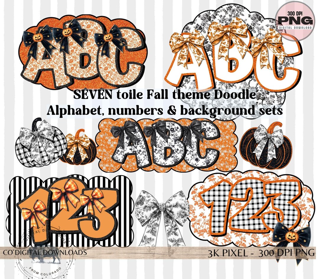 Grandmillenial Alphabet Bundle PNG, Black Glitter Halloween Letters ...