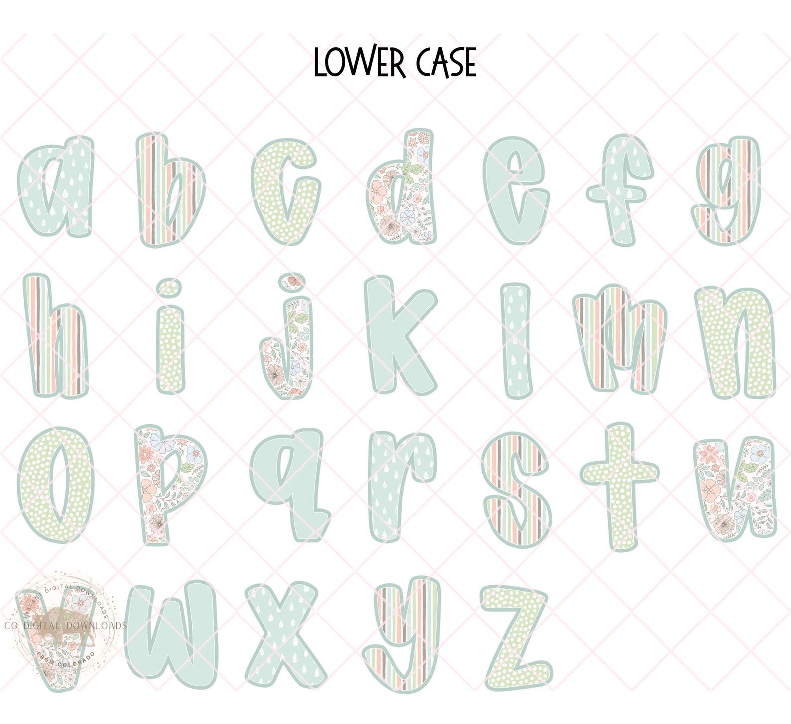 Preppy Pastel Alphabet Bundle PNG, Spring Floral Alpha Pack, Easter ...