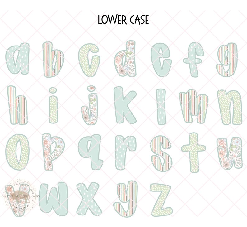 Preppy Pastel Alphabet Bundle PNG, Spring Floral Alpha Pack, Easter ...