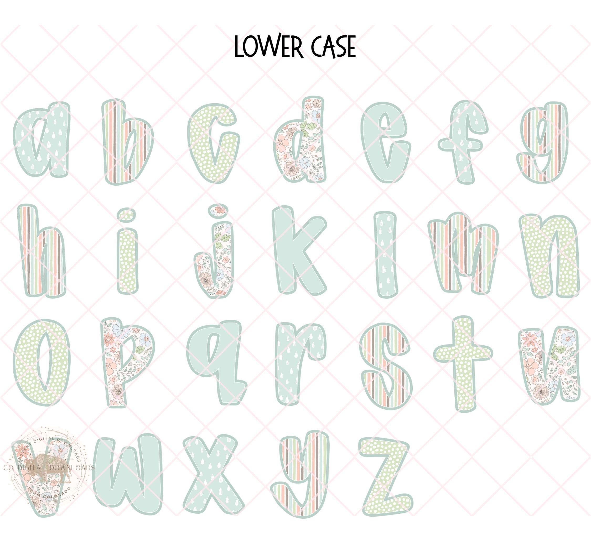 Preppy Pastel Alphabet Bundle PNG, Spring Floral Alpha Pack, Easter ...