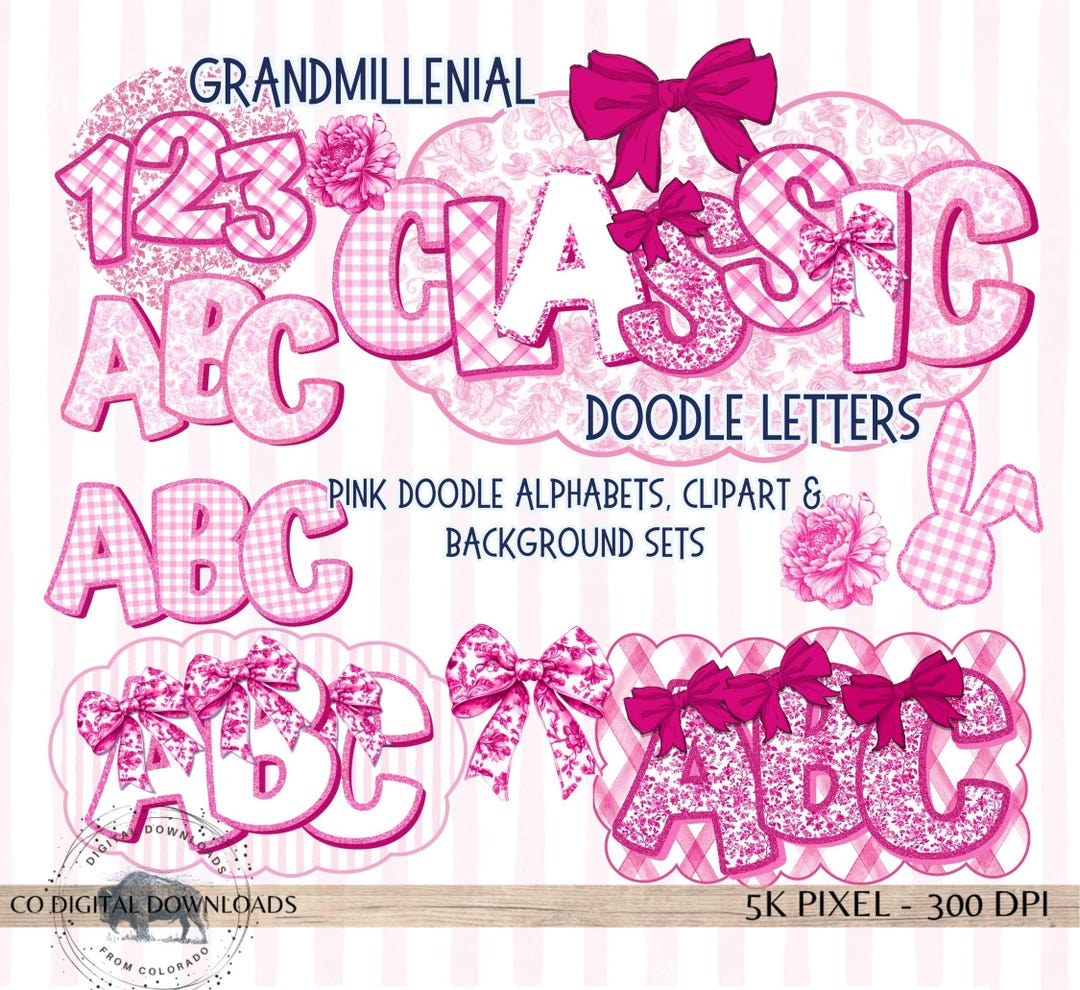 Pink Toile Alphabet PNG, Coquette Easter Letter Bundle, Custom Alpha ...