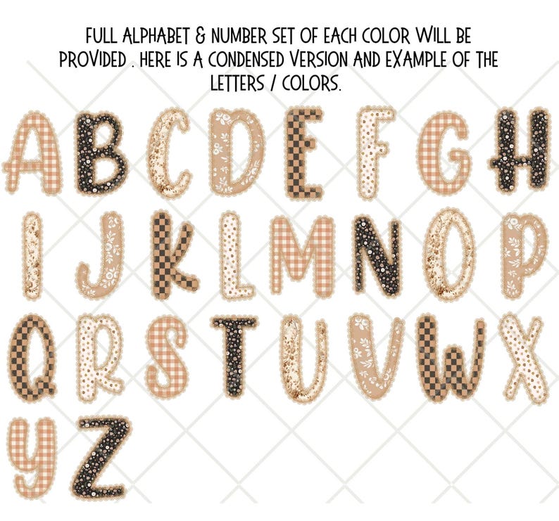 Lace Fall Alphabet Bundle PNG, Brown Thanksgiving Doodle Letters ...