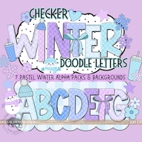 Christmas Pink Alphabet Doodle Clip Art PNG Files, Xmas Clipart Doodle ...