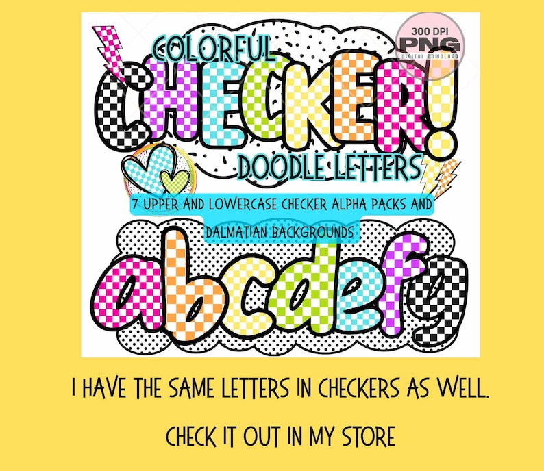Bright Alphabet Bundle PNG PDF, Colorful Alpha Doodle Letters, Bubble ...