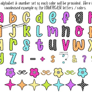 Colorful Checker Alphabet Bundle PNG, Upper & Lowercase, Alpha Doodle ...