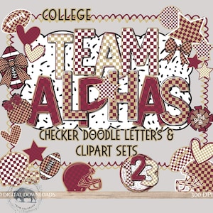 College Team Alphabet PNG Bundle, Football Png Maroon Gold Checker ...