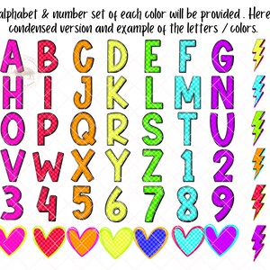 Neon Checker Alphabet Bundle Png, Alpha Doodle Letters, Printable Retro ...