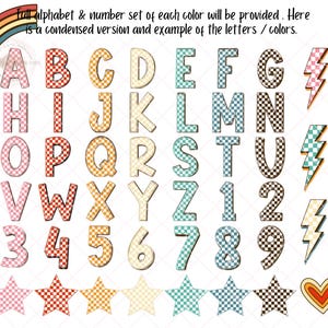 Retro Checker Alphabet Bundle PNG, Alpha Doodle Letters, Groovy Disco ...