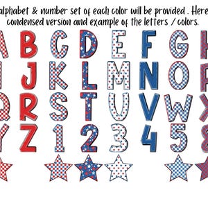 Patriotic Doodle Alphabet Bundle, 4th of July PNG Letters, Numbers ...