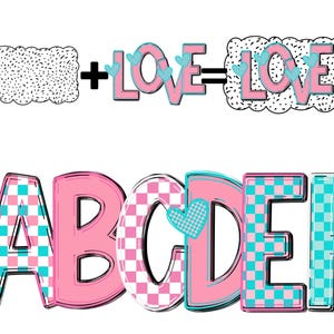 Summer Checker Alphabet Bundle PNG PDF, Alpha Doodle Letters, Checkered ...