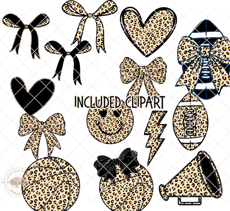Varsity Cheetah Alphabet Bundle PNG & Numbers, Sports Animal Doodle ...