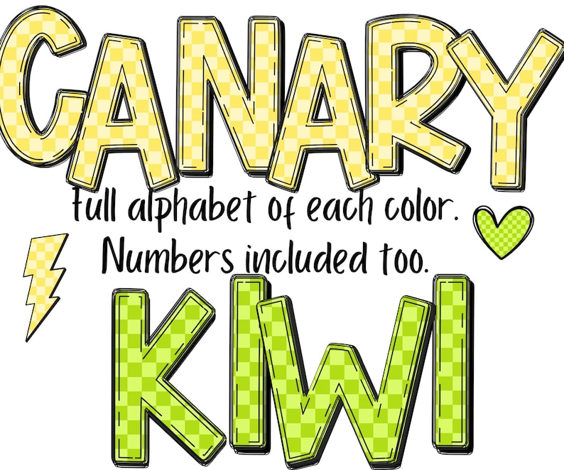 Colorful Checker Alphabet Bundle PNG PDF, Alpha Doodle Letters ...