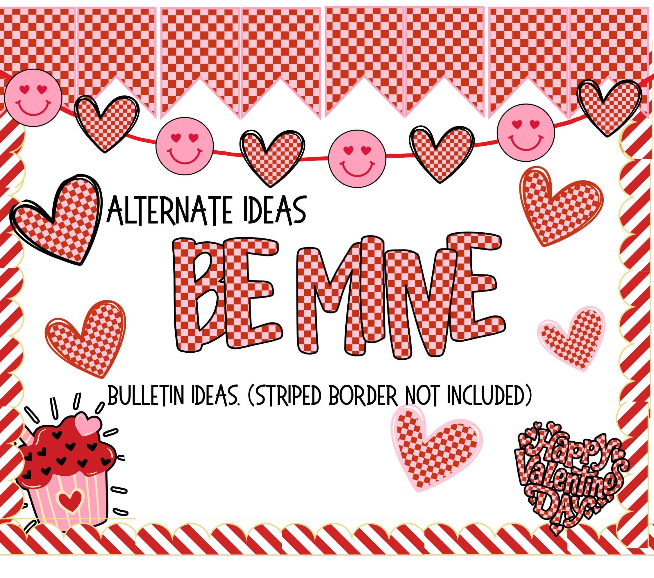Checker Valentine Alphabet Bundle PNG, Red Pink Doodle Letters, Preppy ...