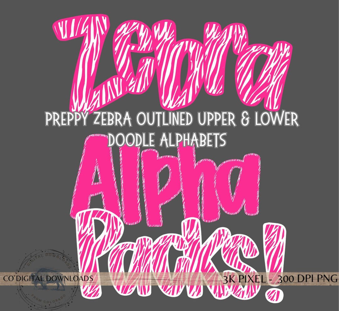Pink Zebra Alphabet Bundle PNG, Upper & Lowercase, Animal Print Letters ...