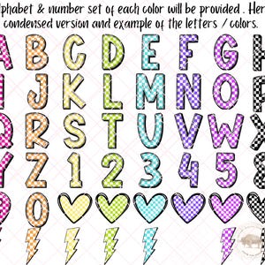 Checker Alphabet Bundle, Alpha Doodle Letters Png, Printable Checkered ...