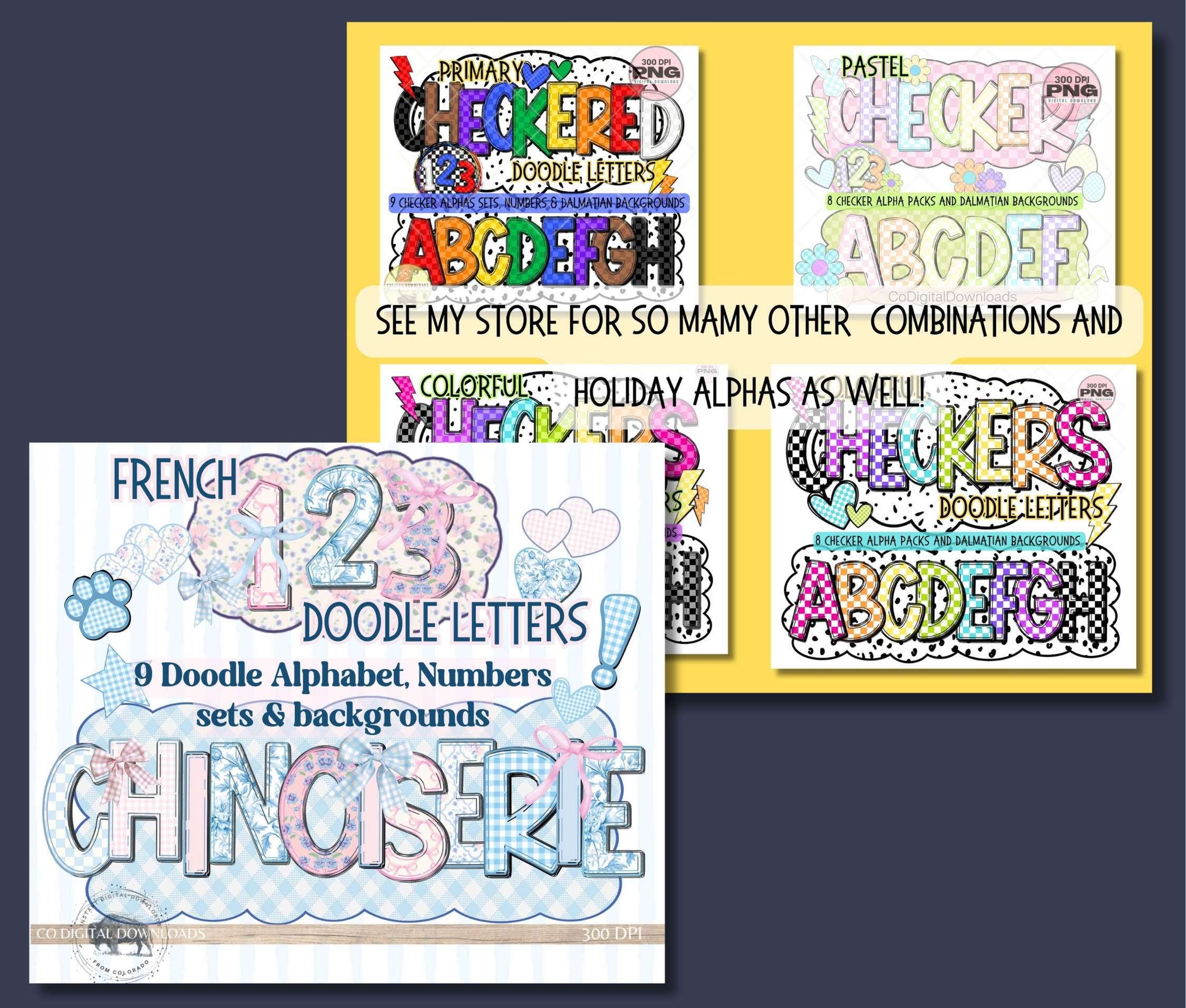Lace Floral Alphabet PNG Bundle, Preppy Blue Toile Letters, Bow Digital ...