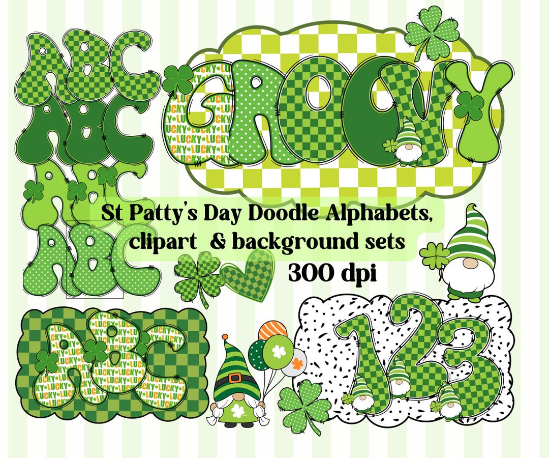 St Patricks Day Alphabet PNG Bundle, Shamrock Letters, St Pattys Green ...