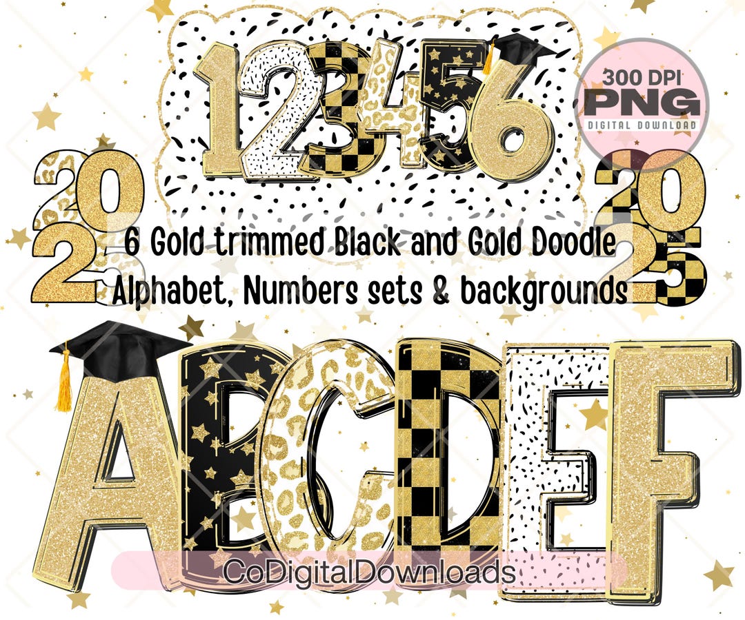 Graduation Alphabet Png Bundle, Doodle Font Letters Png, Grad Party ...