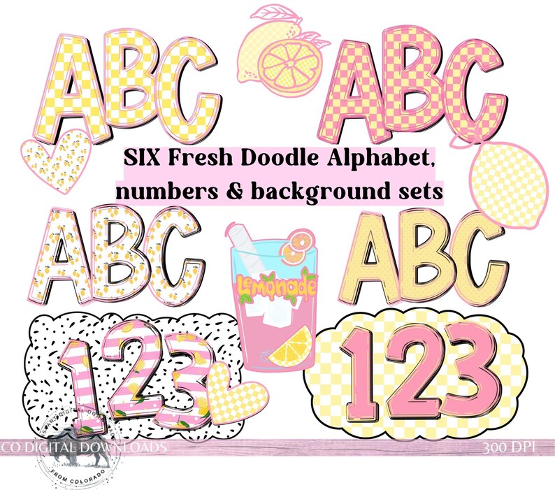 Lemon Alphabet PNG Bundle, Preppy Summer Checker Letters, Lemonade ...