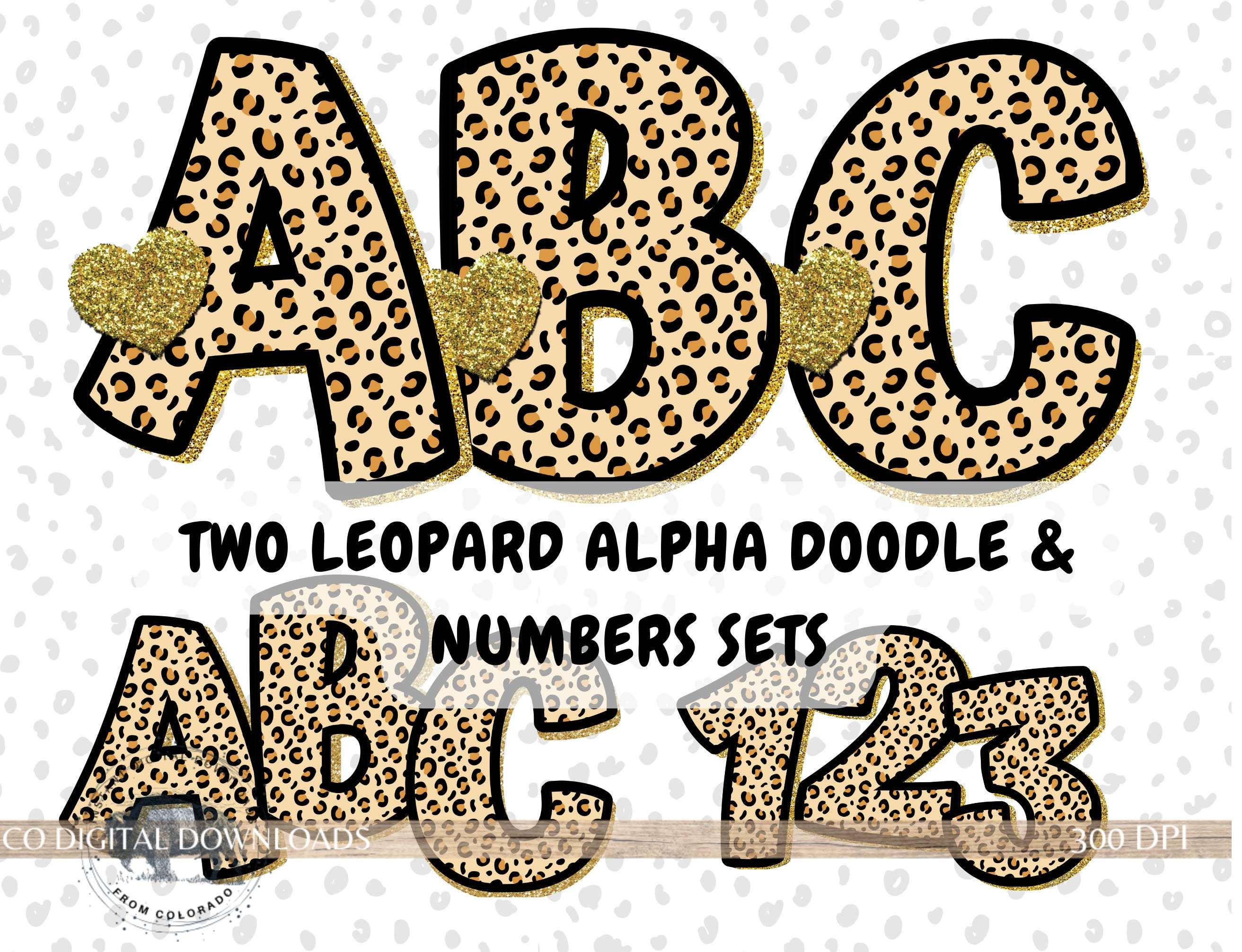 Cheetah Alphabet Doodle PNG, Leopard Print Gold Letters PNG, Black Gold ...