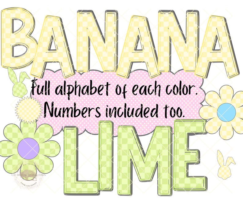 Pastel Checker Alphabet PNG Bundle, Baby Alpha Doodle Letters ...