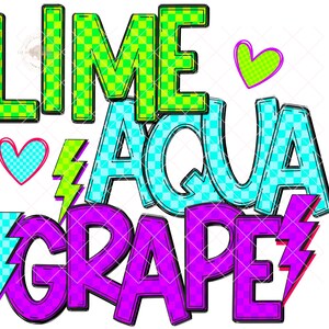 Neon Checker Alphabet PNG Bundle: Retro Doodle Letters and Clipart ...