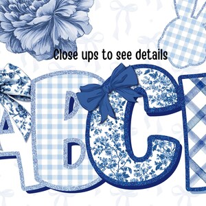 Blue Chinoiserie Alphabet Png Bundle, Easter Toile French Sublimation ...