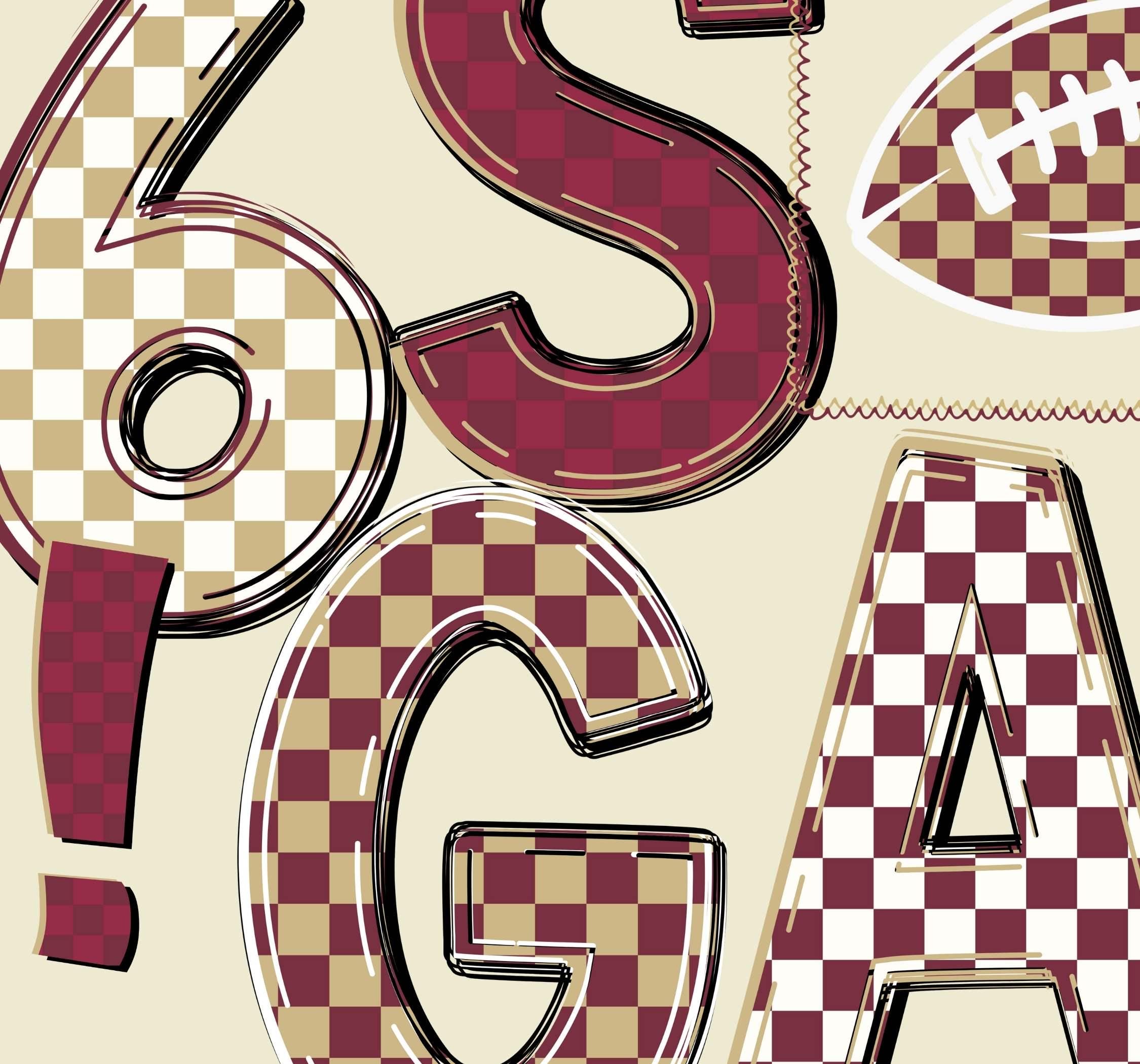 College Team Alphabet PNG Bundle, Football Png Maroon Gold Checker ...