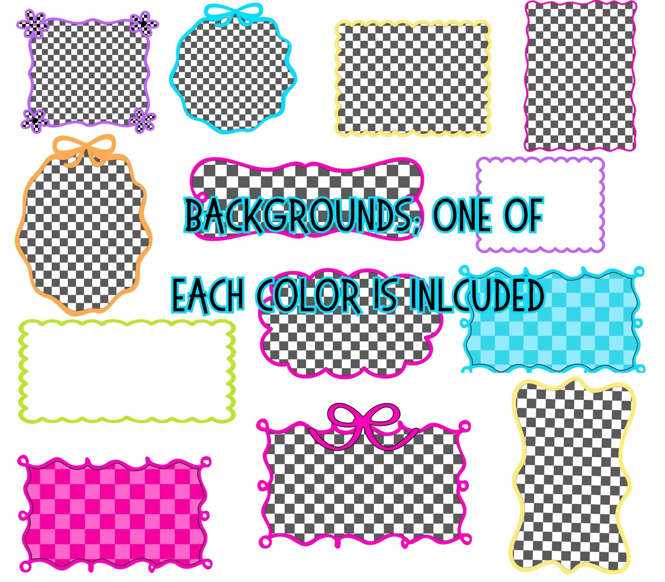 Neon Checker Alphabet Bundle PNG PDF, Upper & Lowercase, Alpha Doodle ...