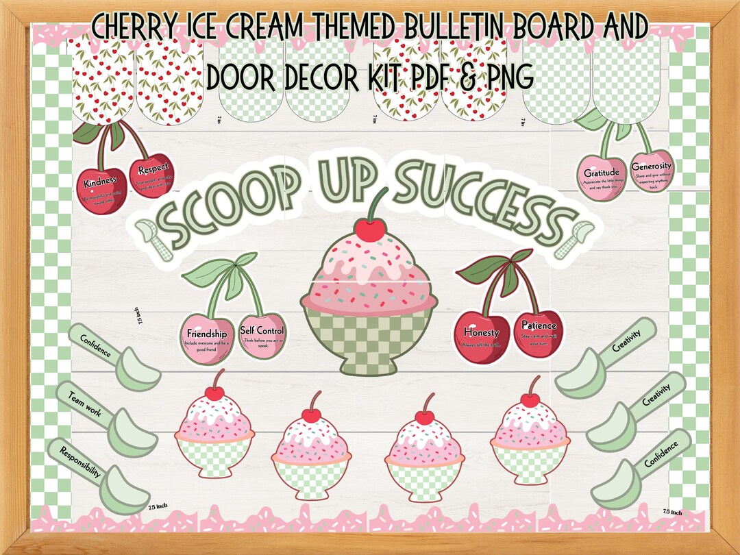 Cherry Bulletin Board Kit February Classroom Decoration Spring Holiday ...