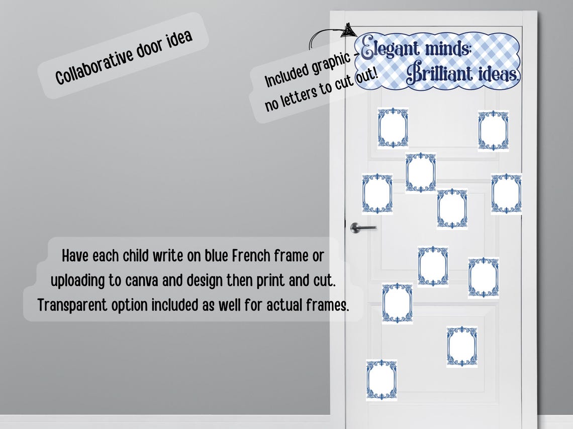 Spring Bulletin Board Kit Bundle, French Toile Theme, Blue Doodle ...