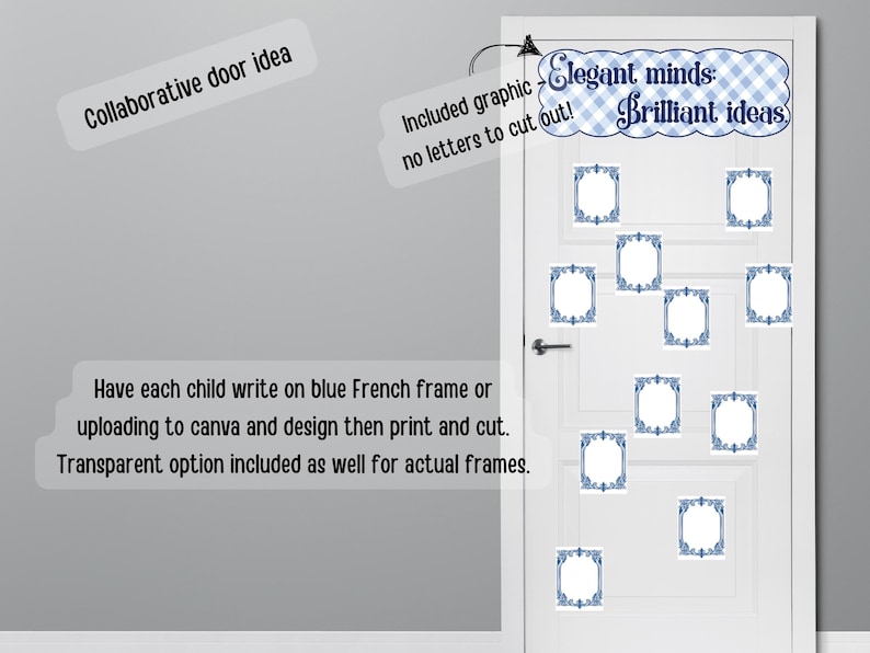 Spring Bulletin Board Kit Bundle, French Toile Theme, Blue Doodle ...