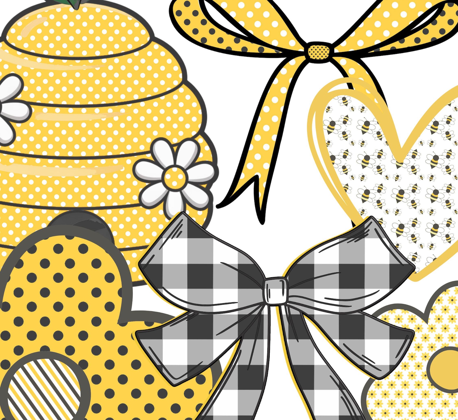 Bumble Bee Alphabet Bundle PNG, Spring Alpha Doodle Letters, Yellow ...