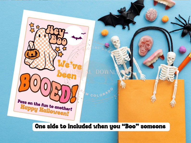 You've Been Booed Printable, Pink Retro Halloween Printable Pdf, Ghost ...