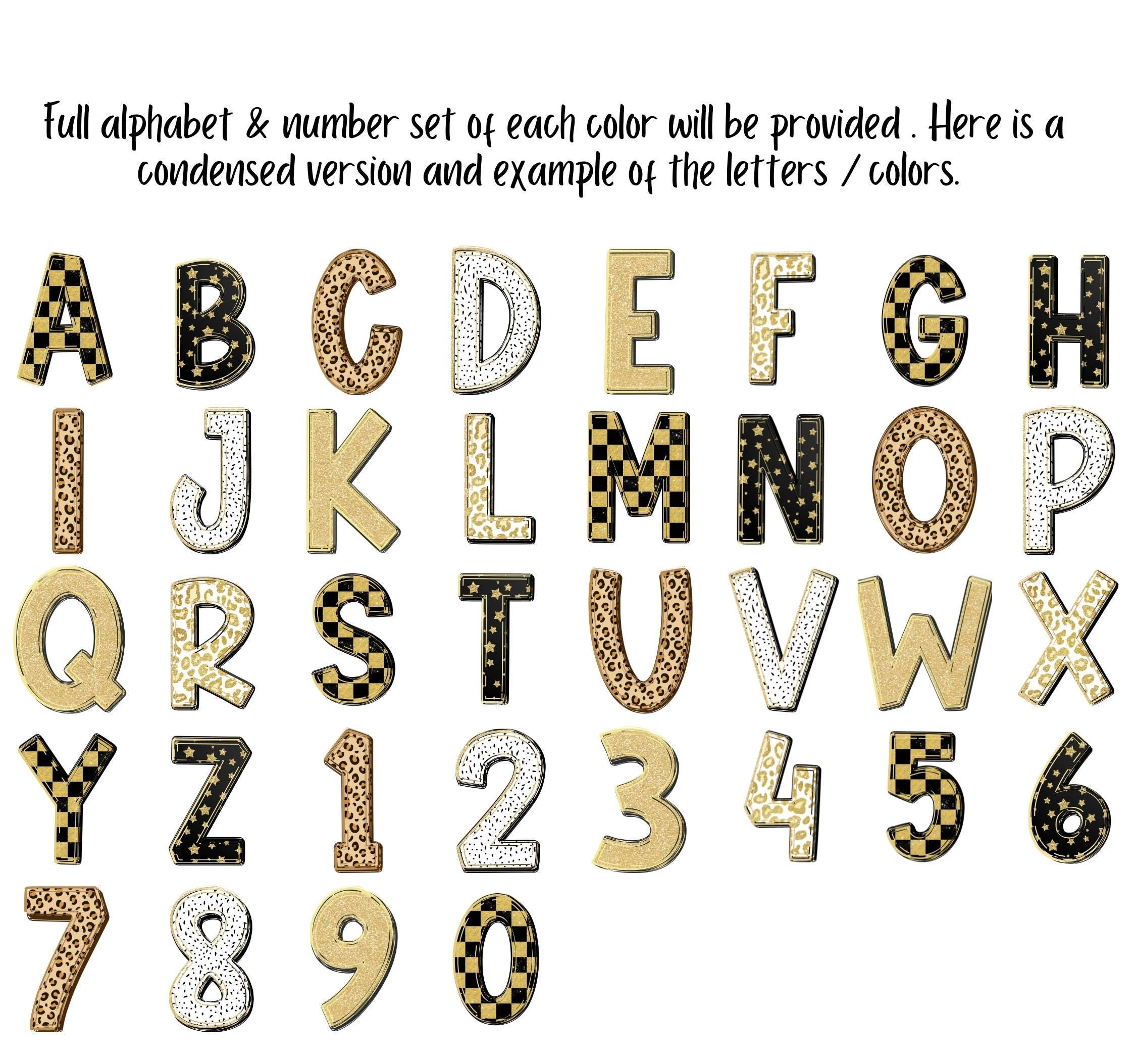Black & Gold Alphabet PNG Bundle: Glitter New Year Letters, Cheetah ...
