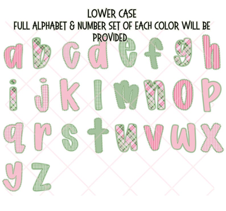 Preppy Pastel Christmas Alphabet Bundle PNG, Pink Green Alpha Doodle ...