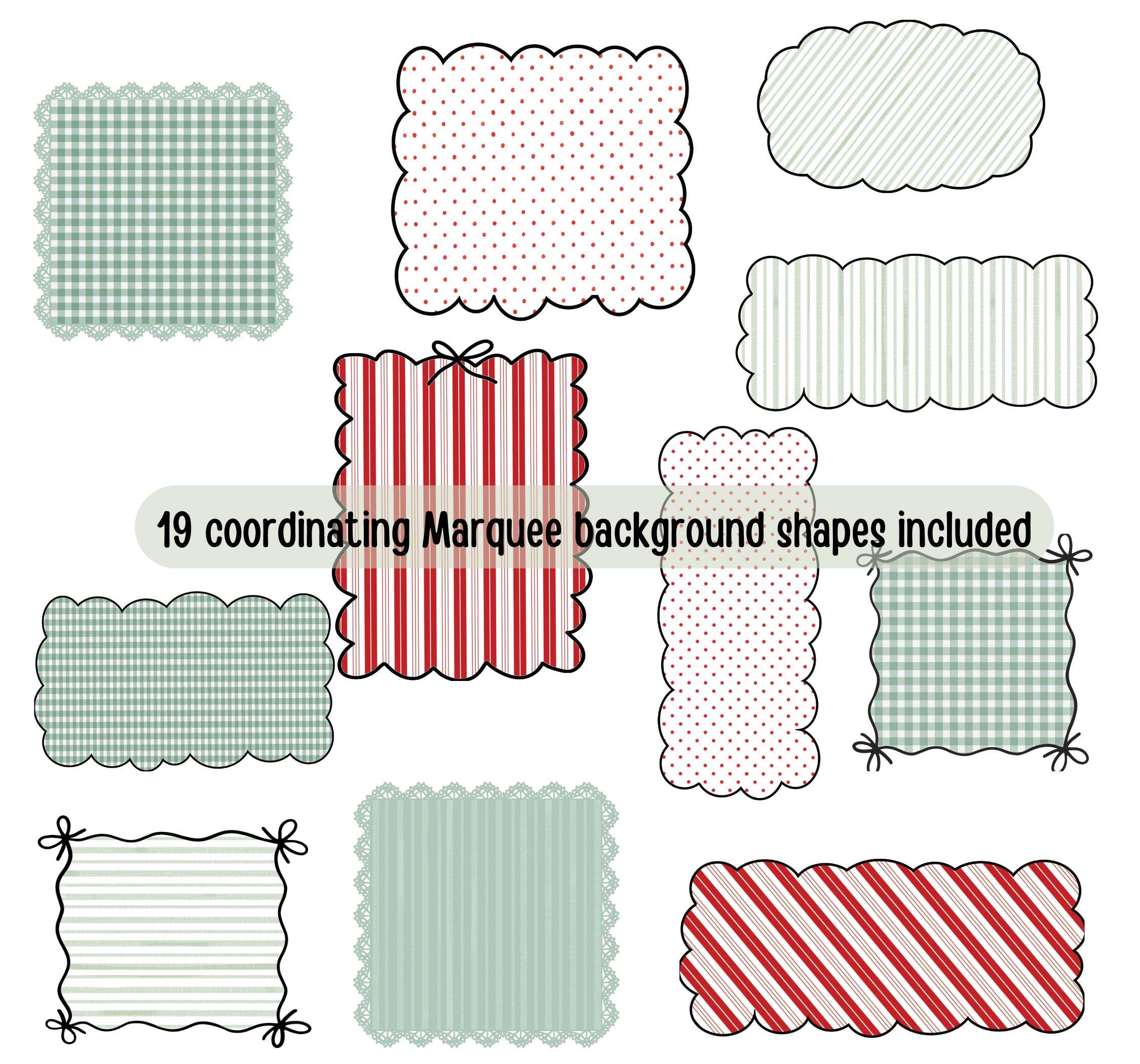 Lace Christmas Alphabet Bundle PNG, Red Green Doodle Letters, Gingham ...