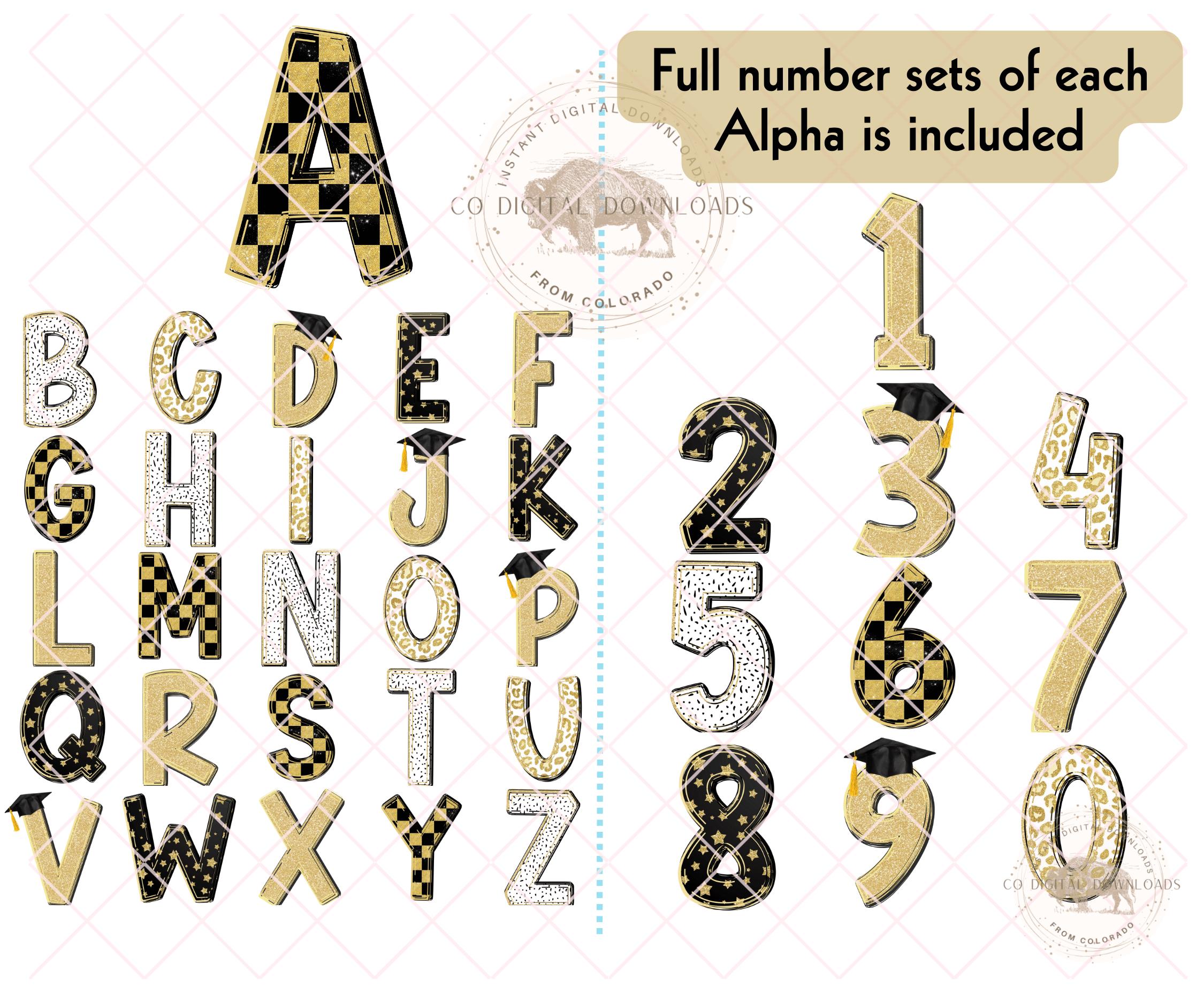 Graduation Alphabet Png Bundle, Doodle Font Letters Png, Grad Party ...
