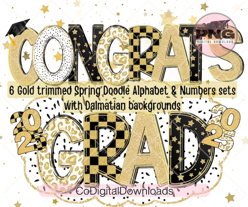 Graduation Alphabet Png Bundle, Doodle Font Letters Png, Grad Party ...