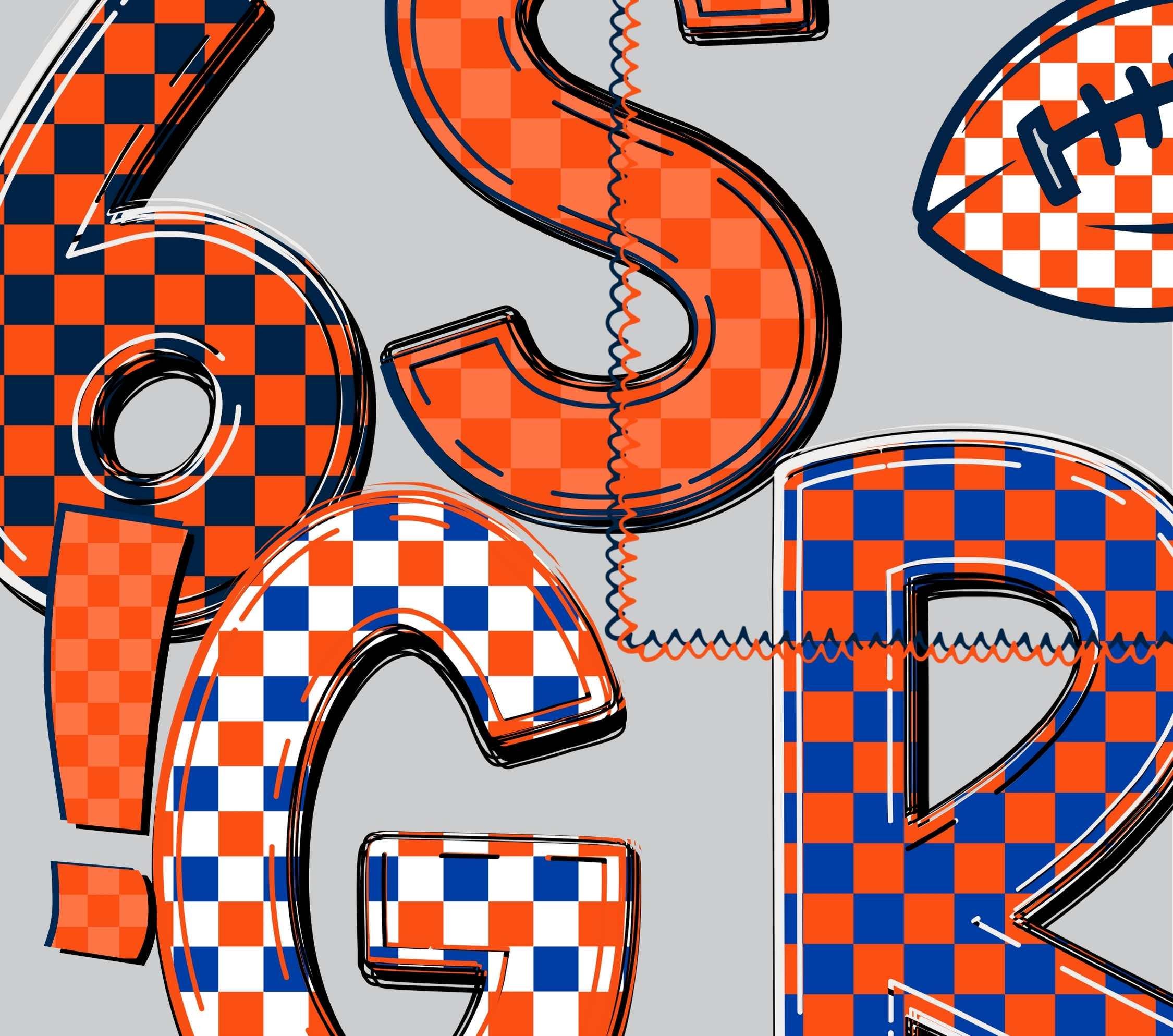 Orange Navy Alphabet PNG Bundle: Football Sports Checker Doodle, School ...