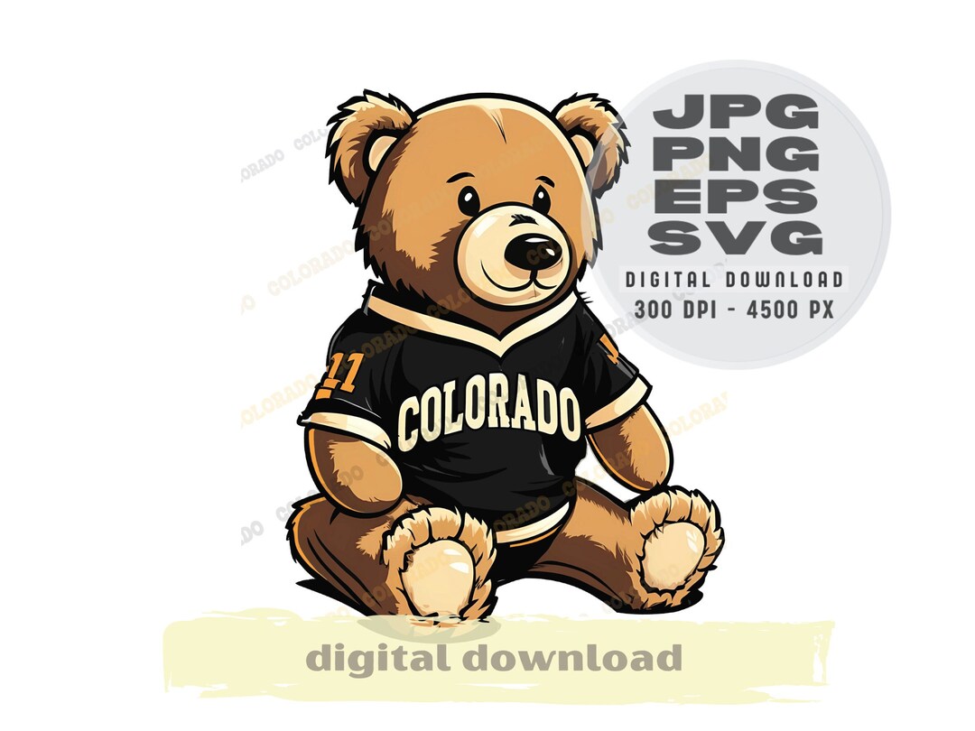 Colorado Png Svg Boulder Teddy Bear Wearing Colorado Jersey Eps Jpg ...