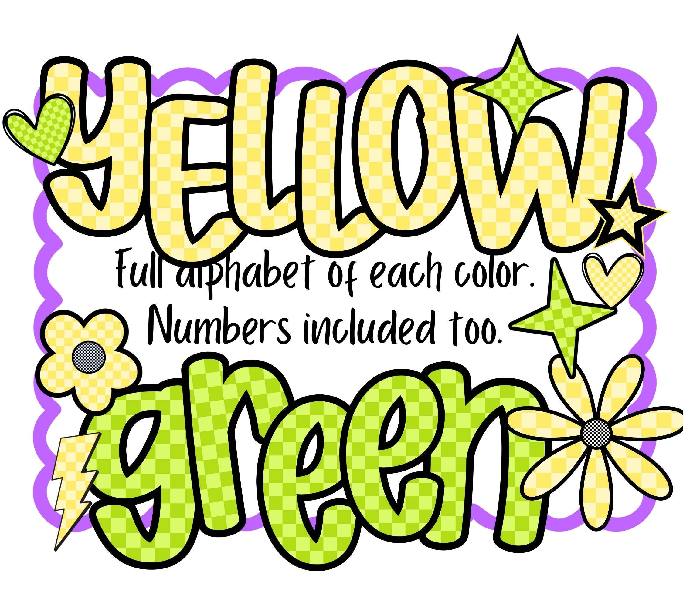 Colorful Checker Alphabet Bundle PNG, Upper & Lowercase, Alpha Doodle ...