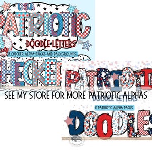 Cherry Alphabet PNG Bundle, Patriotic Doodle Letters, Alphabet Clipart ...